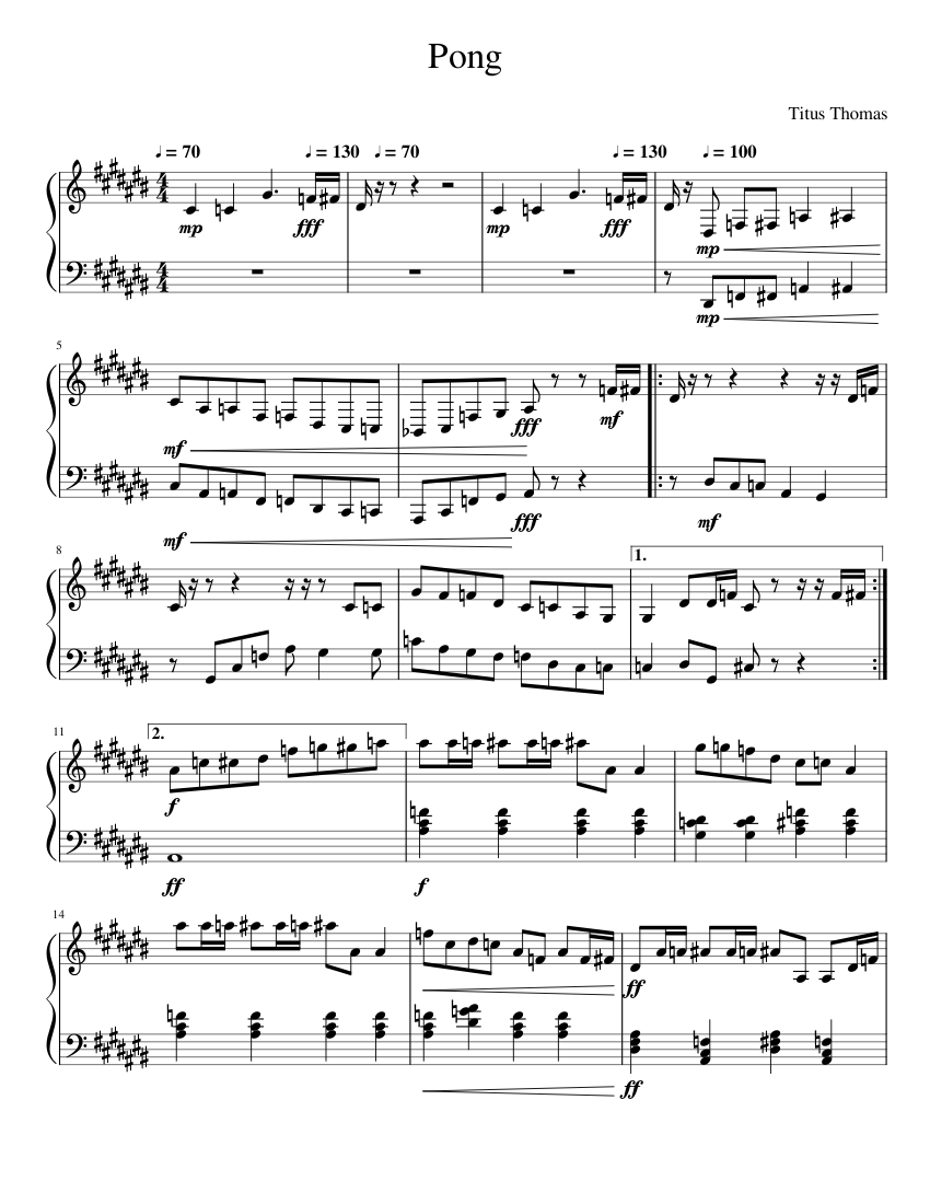 Pong Sheet music for Piano (Solo) | Musescore.com