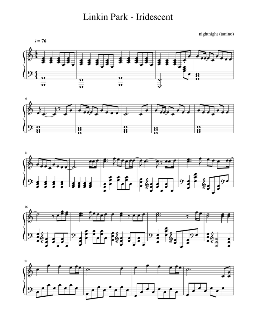 Linkin Park - Iridescent Sheet music for Piano (Solo) | Musescore.com