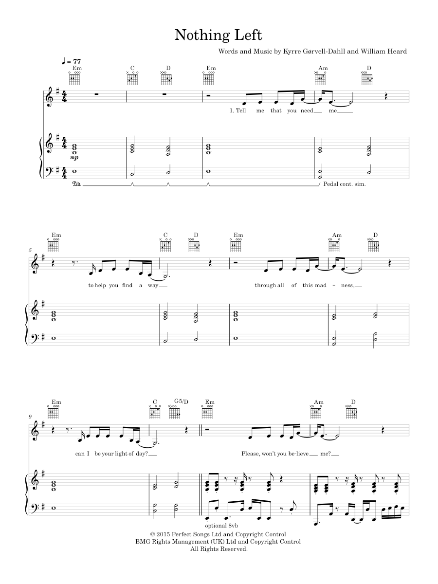 nothing left Sheet music for Piano, Vocals by Kygo: Music Notes by ...