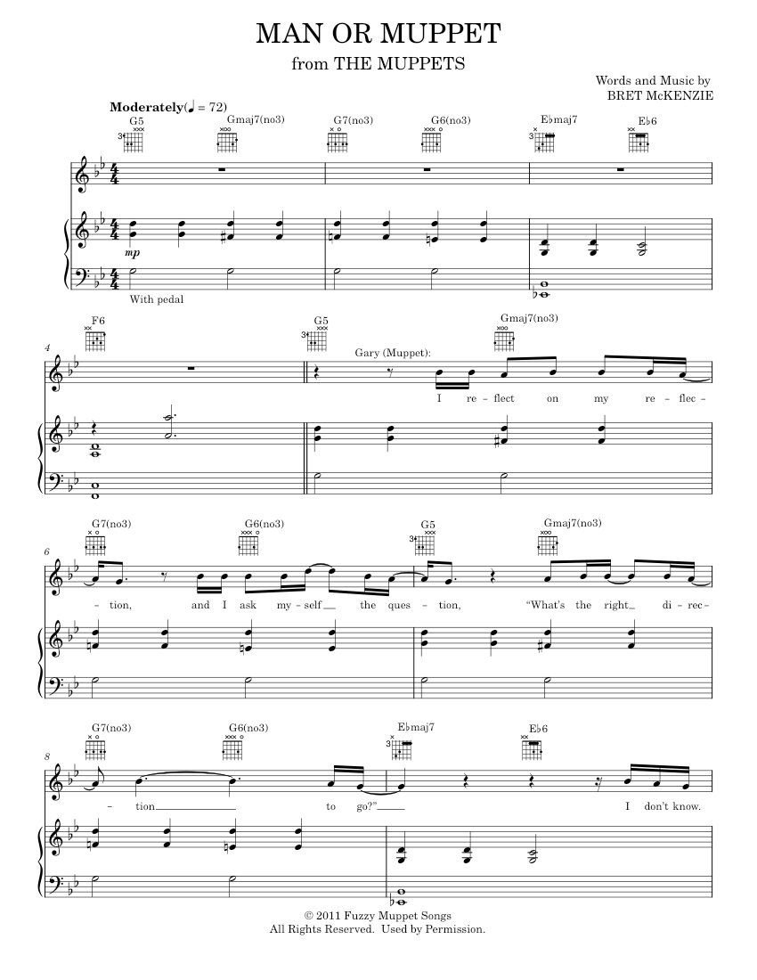 Play Official version of Man or muppet Sheet Music by The Muppets for ...