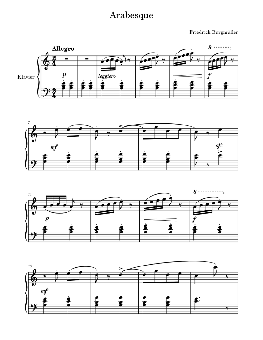 Arabesque – Friedrich Burgmüller Sheet music for Piano (Solo) Easy ...