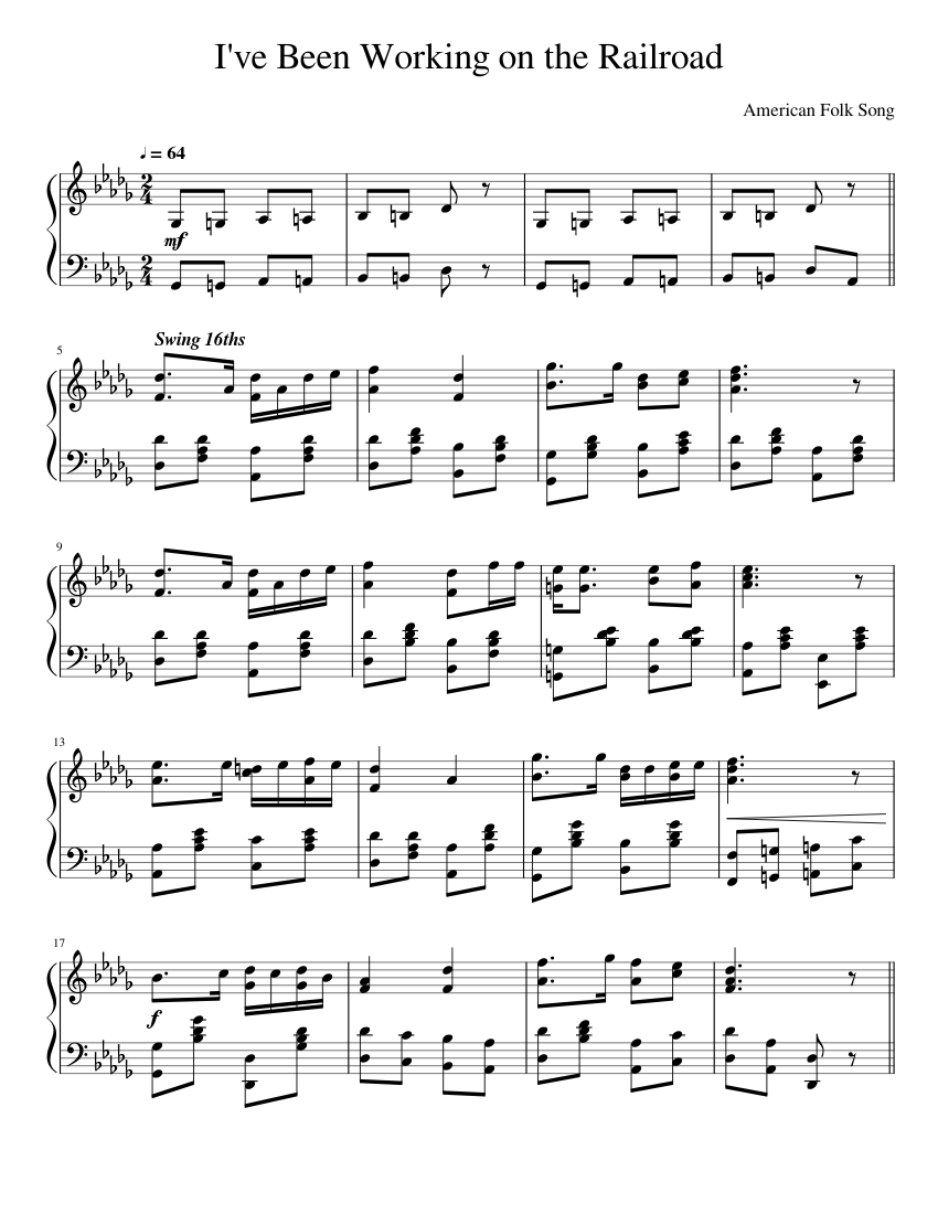 I've Been Working on the Railroad Sheet music for Piano (Solo ...