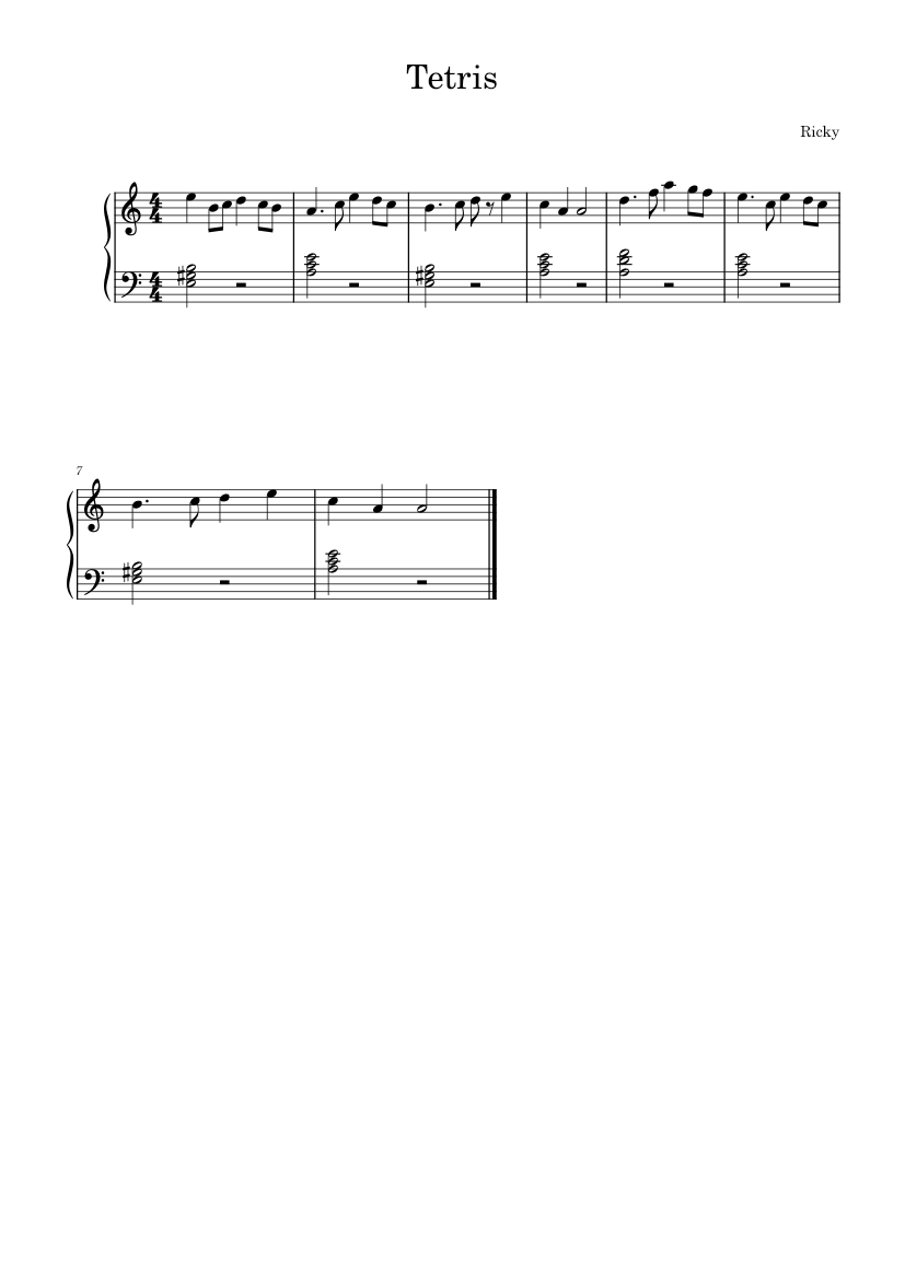 Tetris theme – Misc Computer Games Sheet music for Piano (Solo) Easy ...