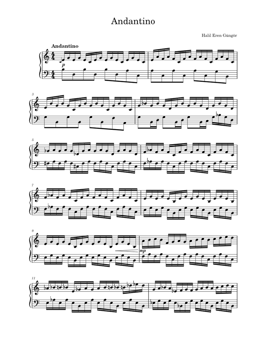 Andantino Sheet music for Piano (Solo) | Musescore.com