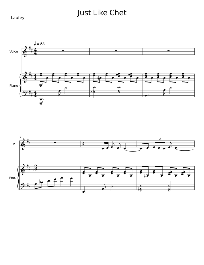 Just Like Chet - Laufey Sheet Music for Piano, Voice (other) (Piano-Voice) | MuseScore.com