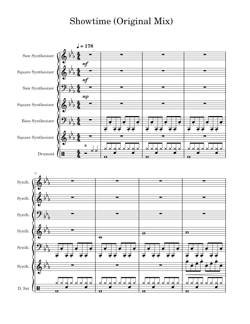 Showtime (Original Mix) Sheet music for Bass guitar, Drum group ...