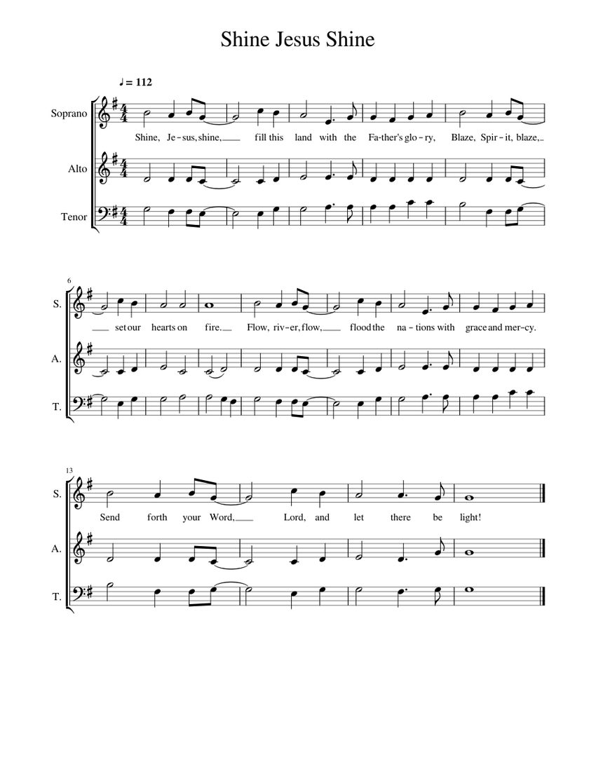 Shine Jesus Shine SAT Sheet music for Soprano, Alto, Tenor (Women’s ...