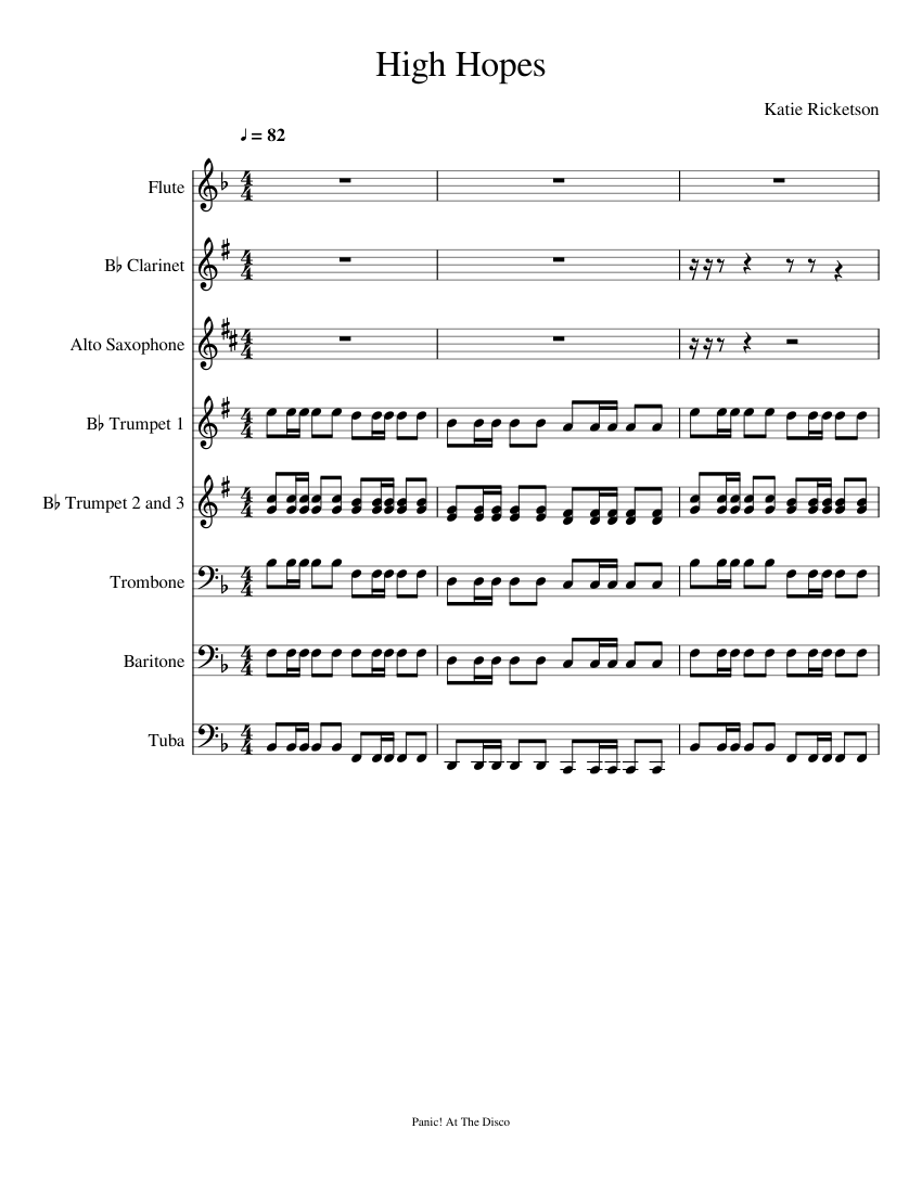 High Hopes Sheet music for Trombone, Tuba, Flute, Clarinet in b-flat ...