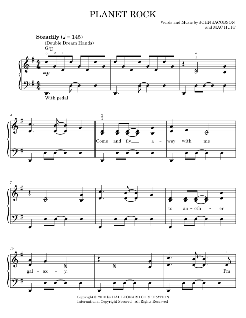 Play Official version of Planet Rock sheet music by Jacobson, John and ...