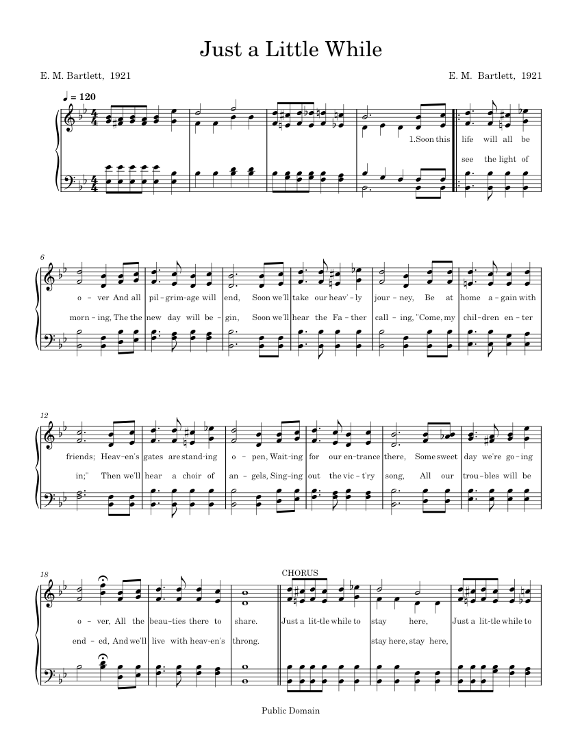 Just a Little While Sheet music for Piano (SATB) Easy | Musescore.com