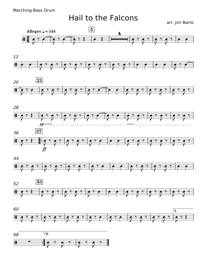 Hail to the Falcons - Marching Bass Drum Sheet music for Drum group ...