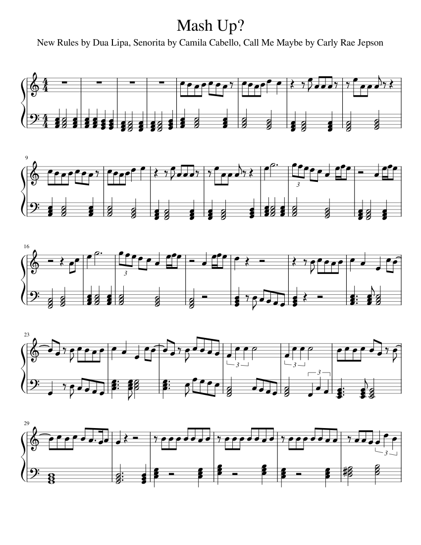 2010's Pop Mash Up Sheet music for Piano (Solo) Easy | Musescore.com