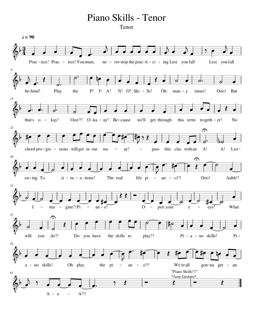 Piano Skills - Tenor Sheet music for Tenor (Solo) | Musescore.com