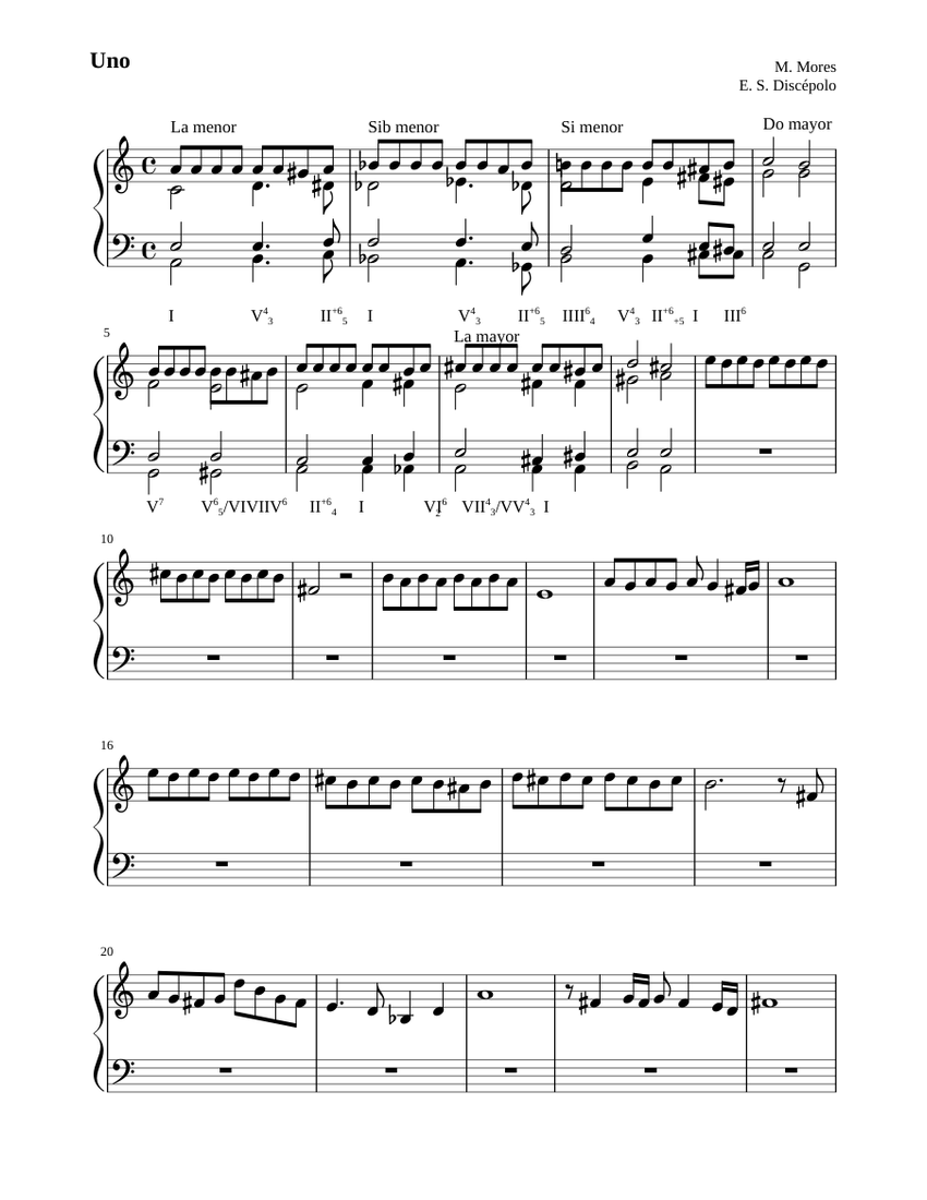 Uno Tango para armonizar 1 Sheet music for Piano (Solo) Easy | Musescore.com