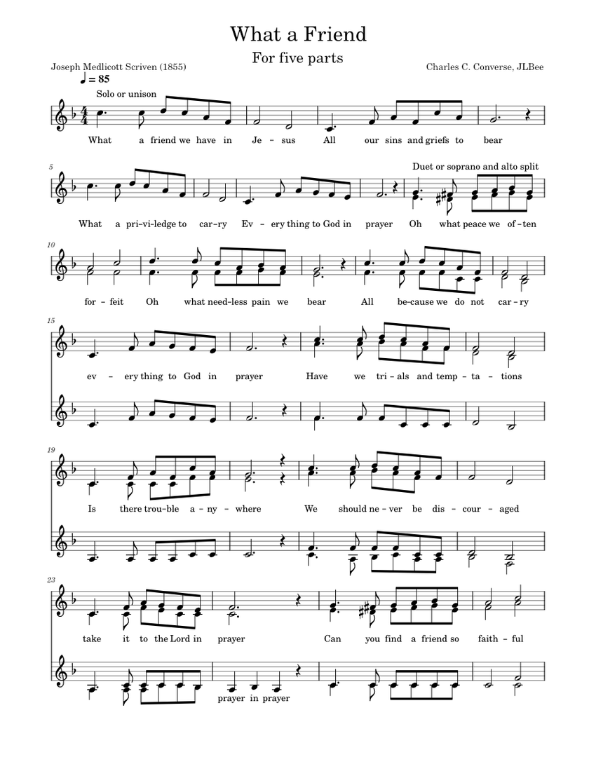 What A Friend - Hymn re-arrangement Sheet music for Vocals (A Capella ...