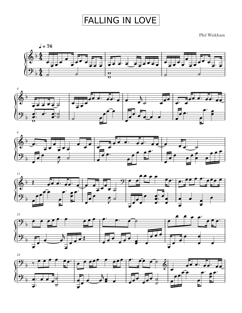 Falling In Love – Phil Wickham Sheet Music for Piano (Solo) | MuseScore.com