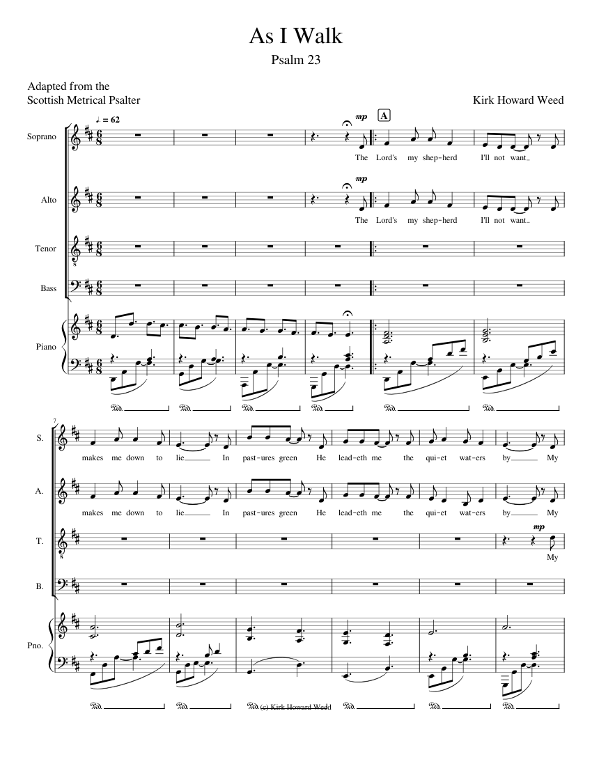 As I Walk SATB Sheet music for Piano, Soprano, Alto, Tenor & more instruments (SATB) | Musescore.com