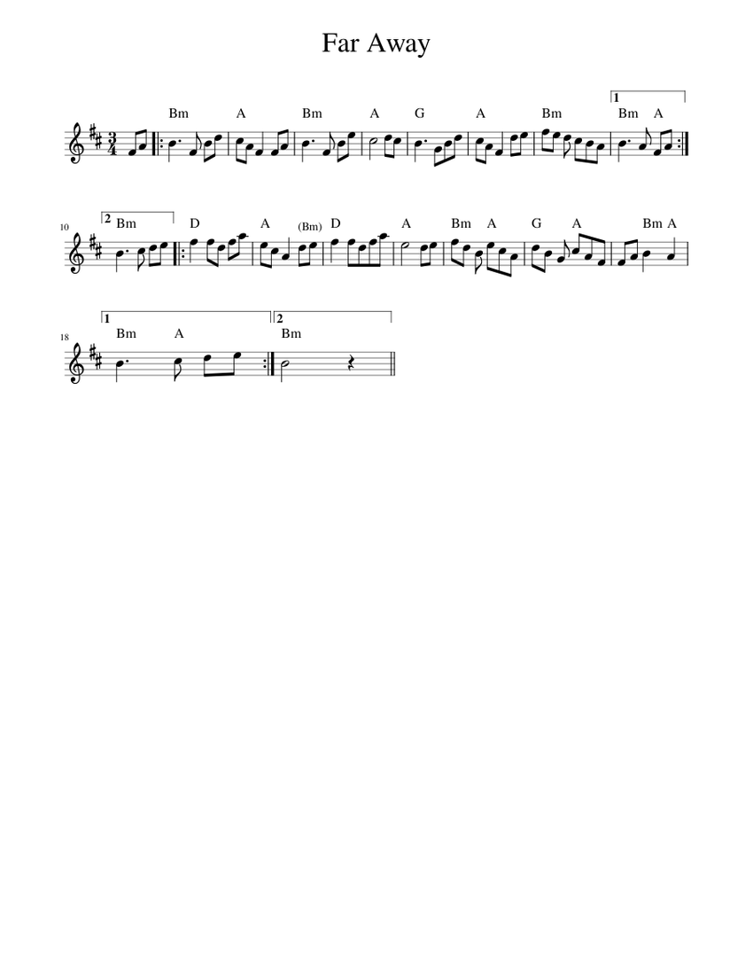 Far Away Sheet music for Piano (Solo) Easy | Musescore.com