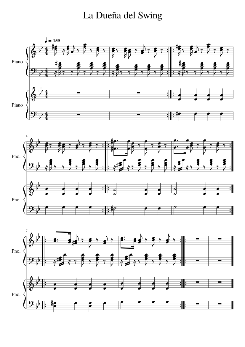 La dueña del swing Sheet music for Piano (Piano Duo) | Musescore.com