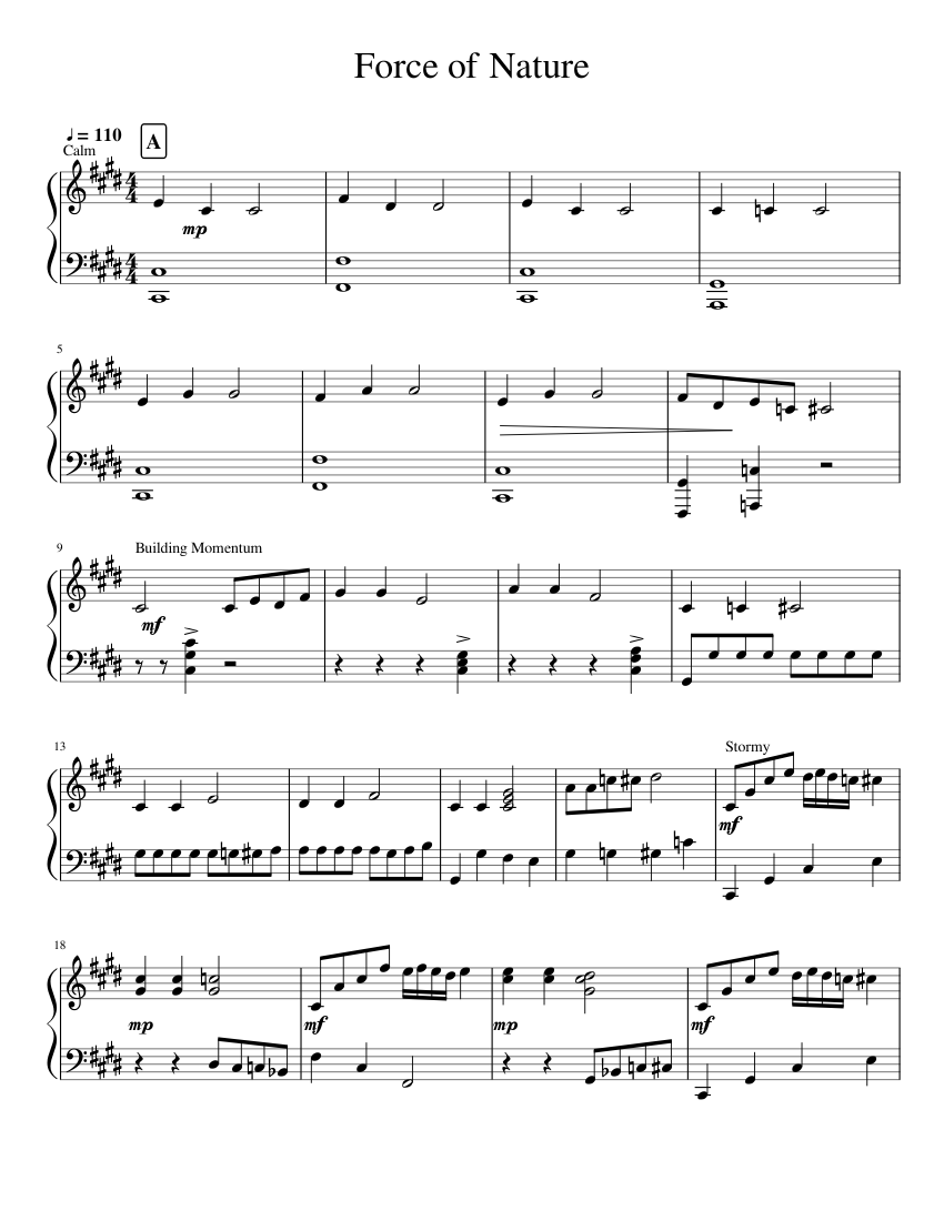 Force of nature Sheet music for Piano (Solo) | Musescore.com