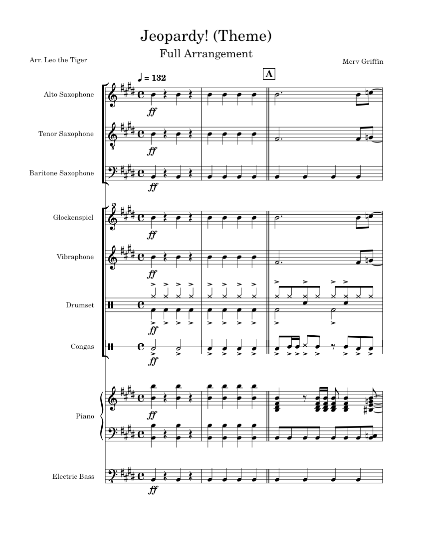 Jeopardy! (1984-91 Theme) - Full Arrangement Sheet music for Piano ...