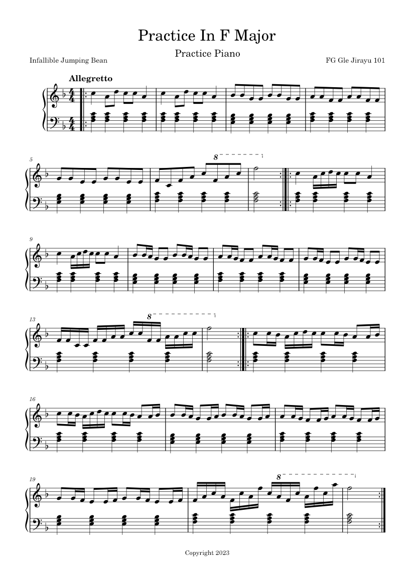 Practice In F Major Sheet music for Piano (Solo) Easy | Musescore.com
