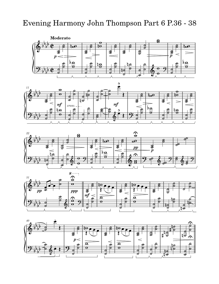Evening Harmony (John Thompson`s) Sheet music for Piano (Solo) Easy | Musescore.com