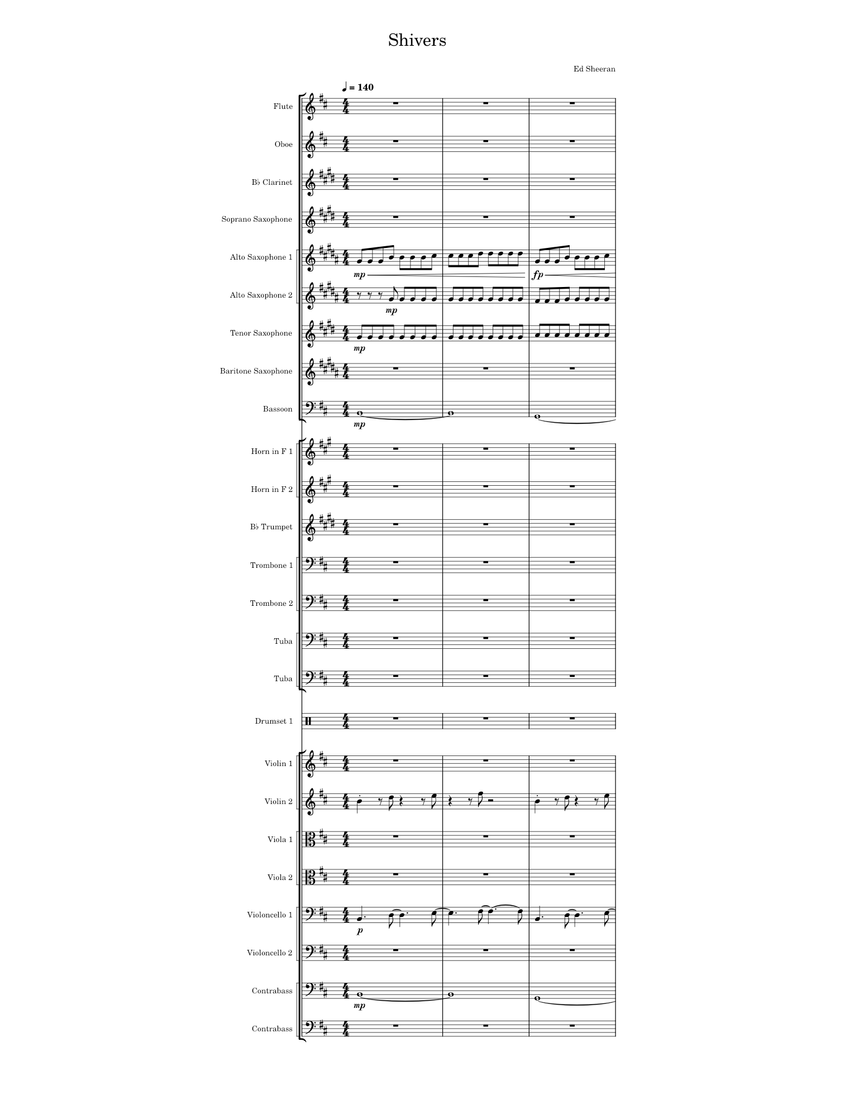 Shivers – Ed Sheeran Ed Sheeran Shivers (Band Version) Sheet music for Trombone, Tuba, Flute ...