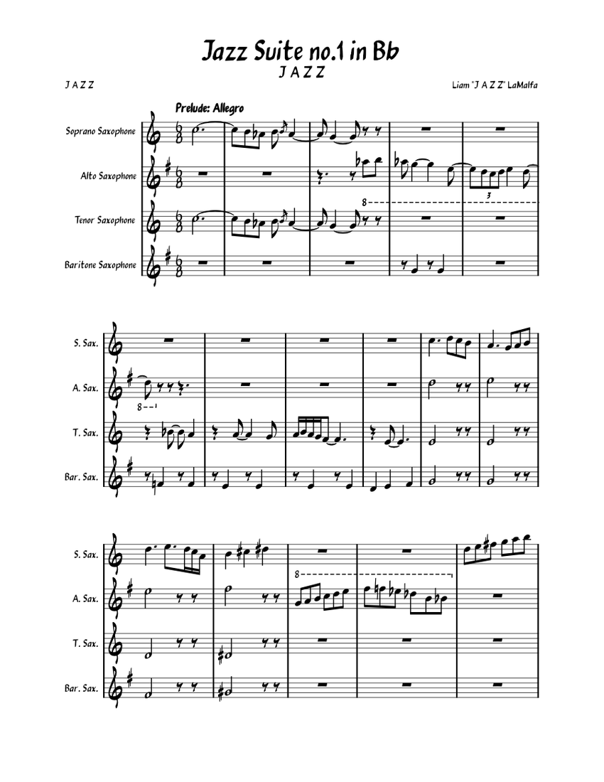 Jazz Suite no1. in Bb Sheet music for Saxophone alto, Saxophone tenor ...