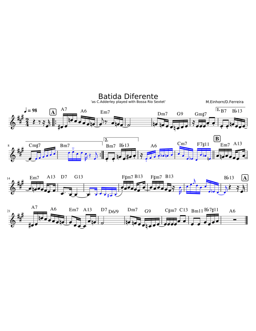 Batida Diferente Sheet music for Saxophone soprano (Solo) | Musescore.com