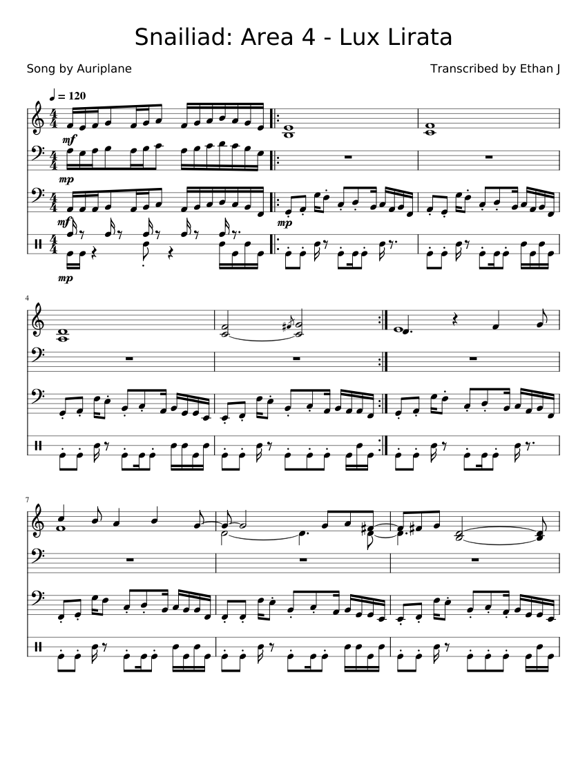 Snailiad – Auriplane Area 4 - Lux Lirata Remake Sheet music for Drum ...