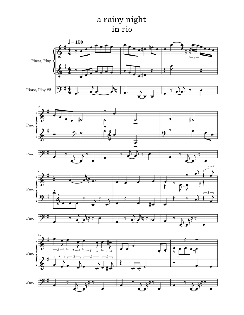 A rainy night in rio – Bing Crosby Sheet music for Piano (Piano Duo ...