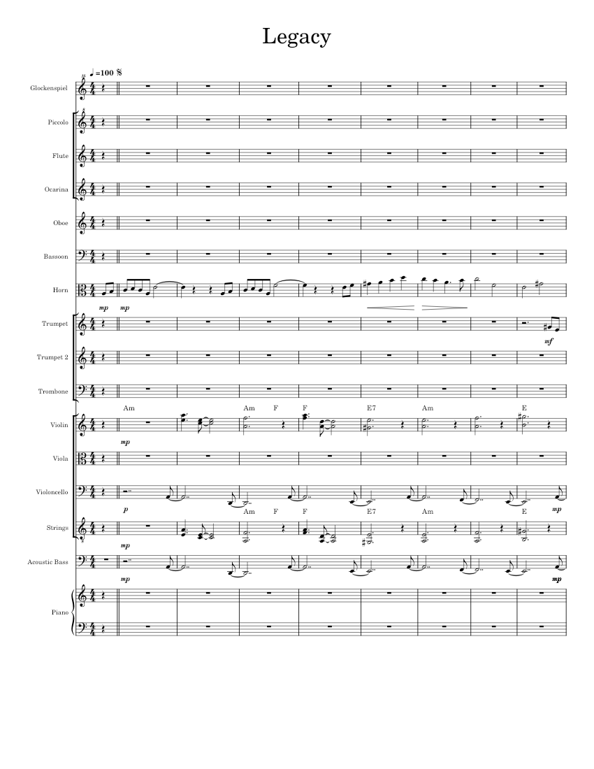 Legacy - Dave Moorman Sheet Music for Piano, Trombone, Flute, Oboe & more instruments (Mixed ...