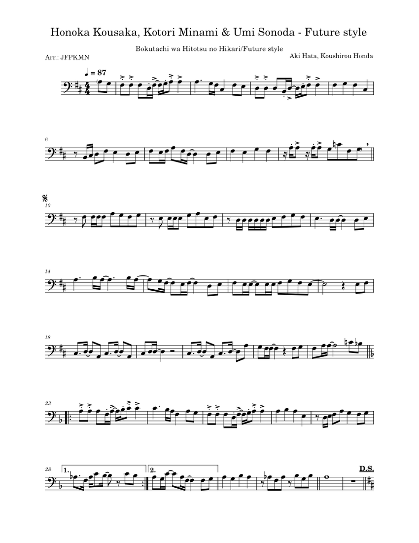 Honoka Kousaka, Kotori Minami & Umi Sonoda Sheet music for Trombone ...