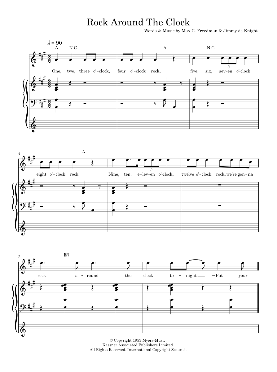 rock around the clock Sheet music for Piano, Vocals by Bill Haley & His ...