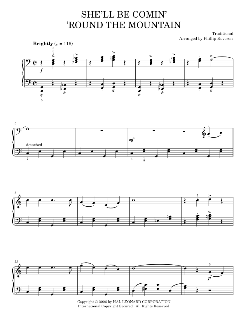 Play Official version of She'll Be Coming Round The Mountain Sheet ...