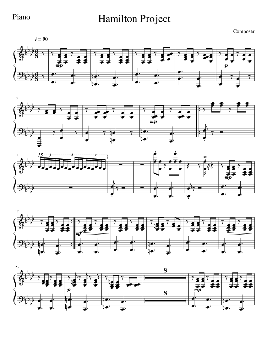 Hamilton Project (Piano) Sheet music for Piano (Solo) | Musescore.com