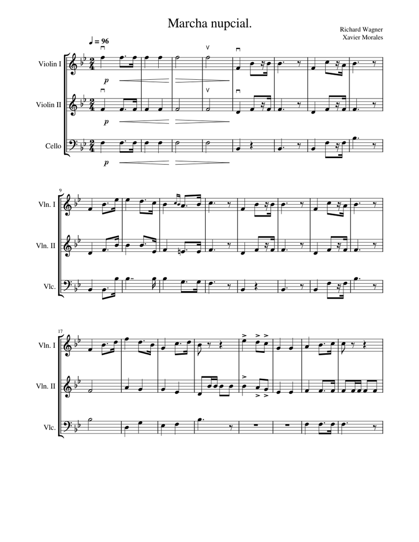 Marcha nupcial. – Richard Wagner Sheet music for Violin, Cello (String ...