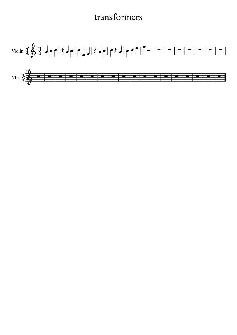 transformers Sheet Music for Violin (Solo) | MuseScore.com