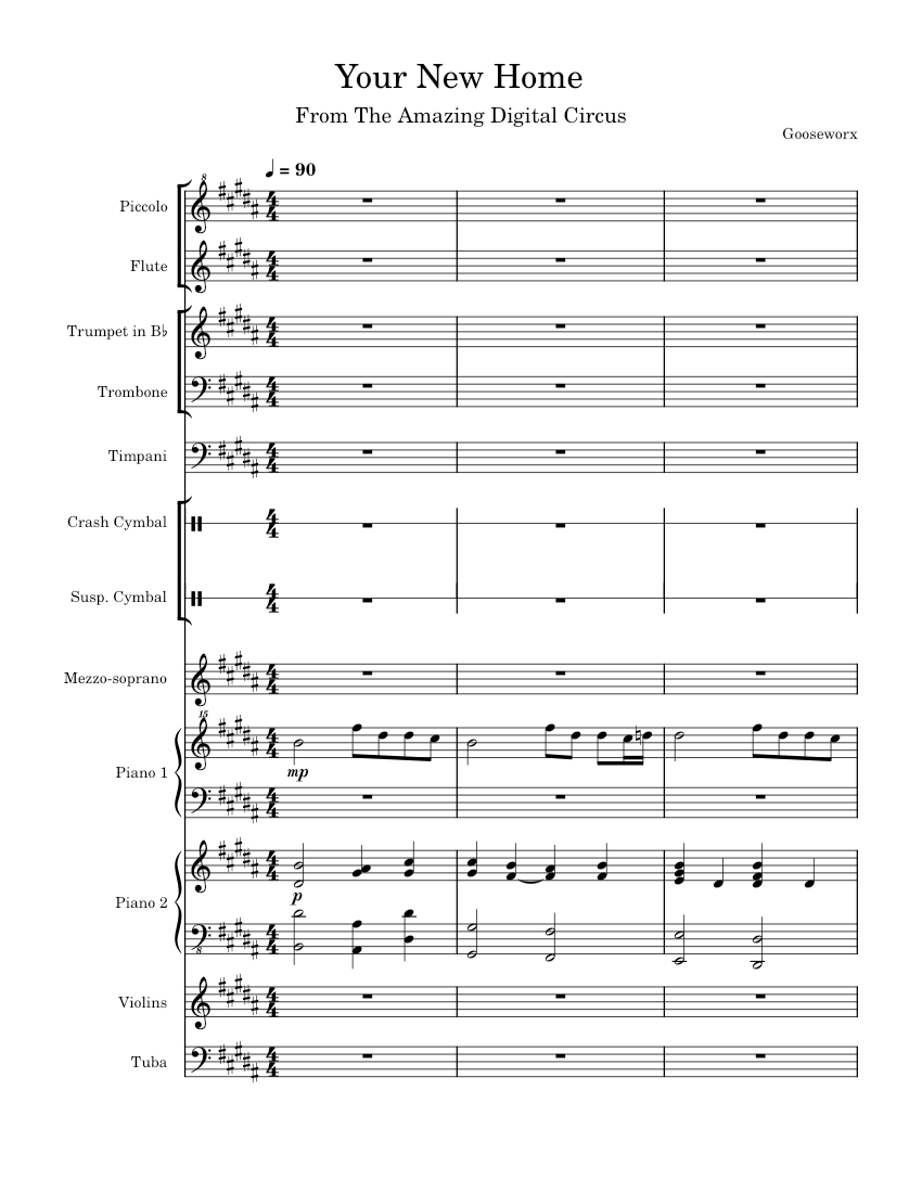 Your New Home – Gooseworx Sheet Music for Piano, Trombone, Tuba, Flute & more instruments (Mixed ...