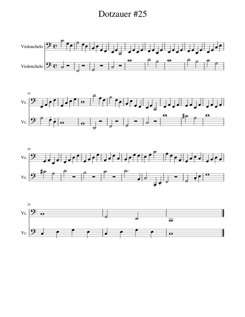 Dotzauer #25 Sheet music for Cello (String Duet) | Musescore.com