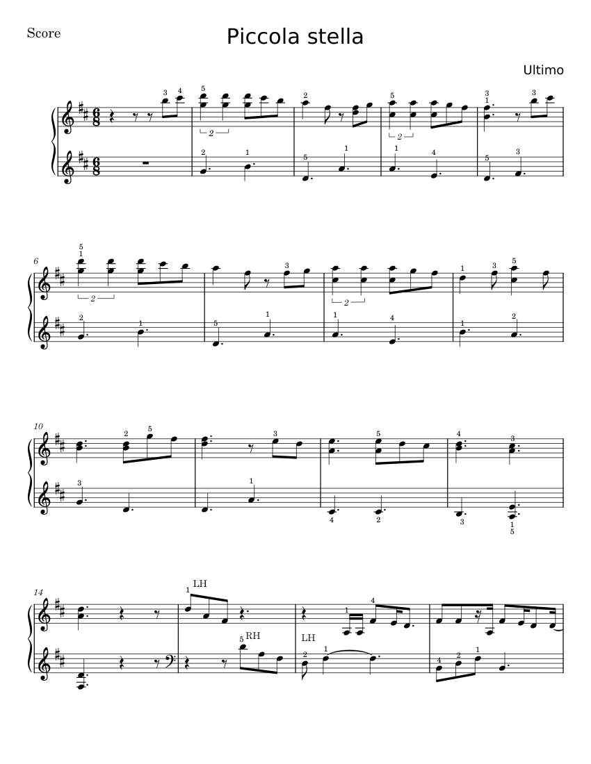Piccola stella - Ultimo Sheet Music for Piano (Piano Duo) | MuseScore.com