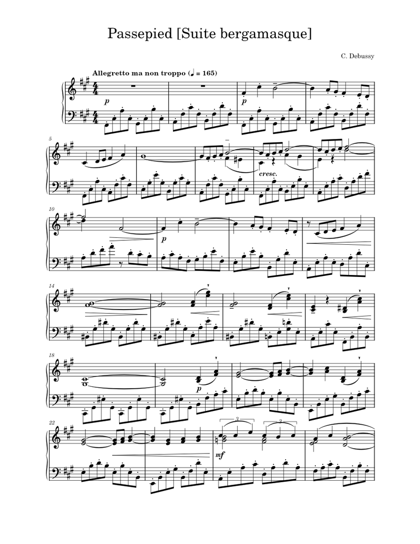 Passepied [Suite bergamasque] – Claude Debussy Sheet music for Piano ...