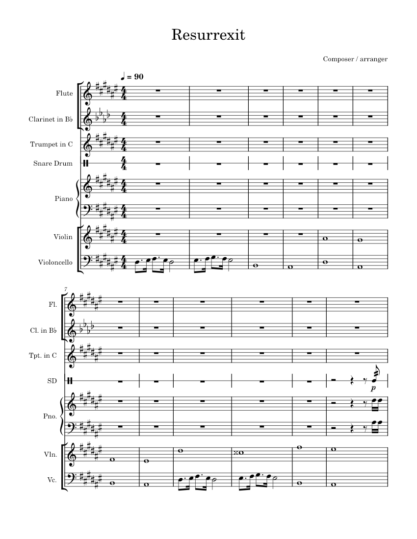 Resurrexit Sheet music for Piano, Flute, Violin, Cello & more instruments (Mixed Ensemble ...