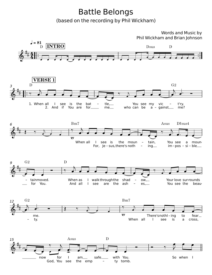 Battle Belongs - Phil Wickham Sheet music for Piano (Solo) Easy | Musescore.com