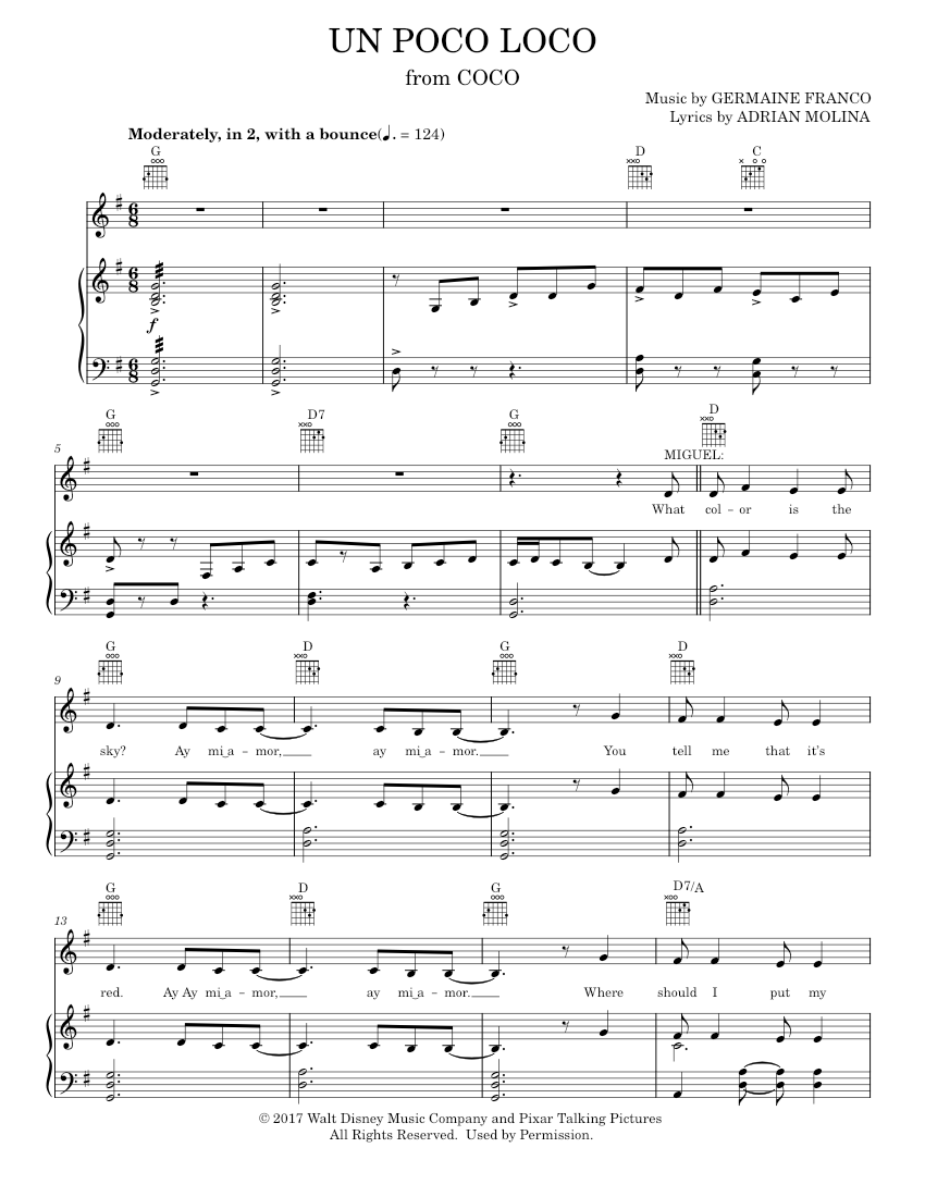 Play Official version of Coco - un poco loco Sheet Music by Misc ...