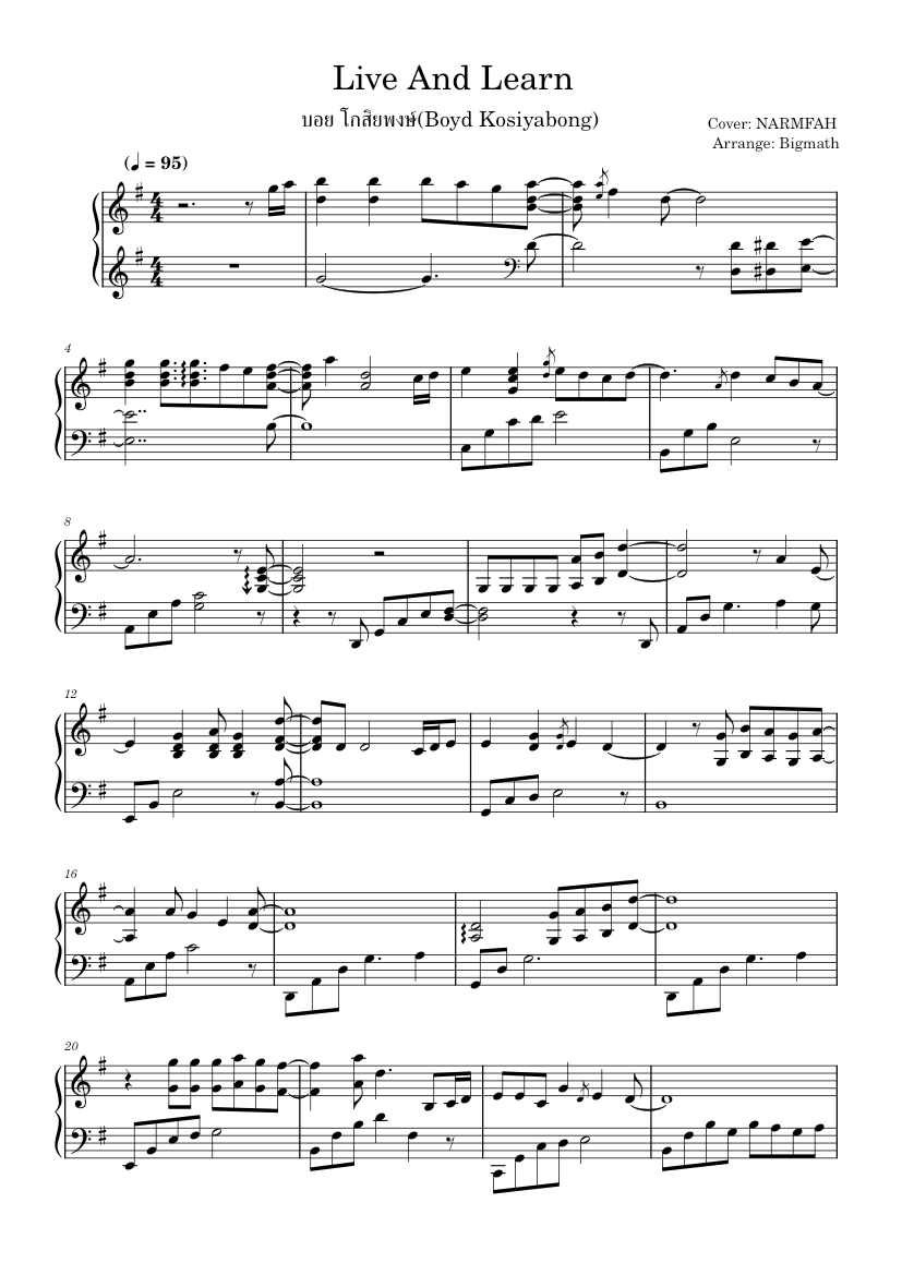 Live and Learn - บอยโกสิยพงษ์ Sheet Music for Piano (Solo) | MuseScore.com