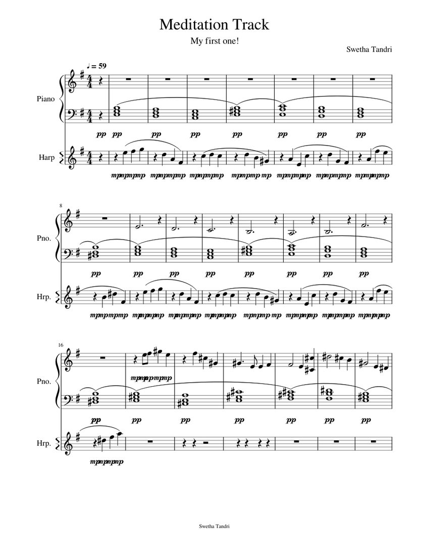 3 Minute Relaxing Track Sheet music for Piano, Harp (Mixed Duet ...