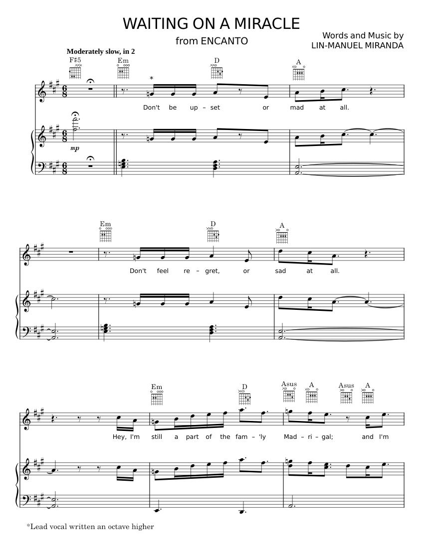 Waiting On A Miracle - Lin-Manuel Miranda Sheet music for Piano ...