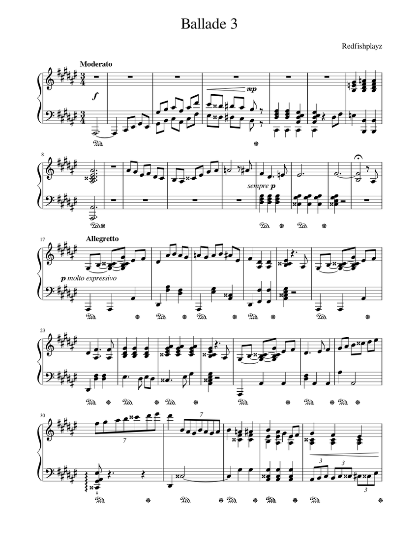 Ballade 3 Sheet music for Piano (Solo) | Musescore.com